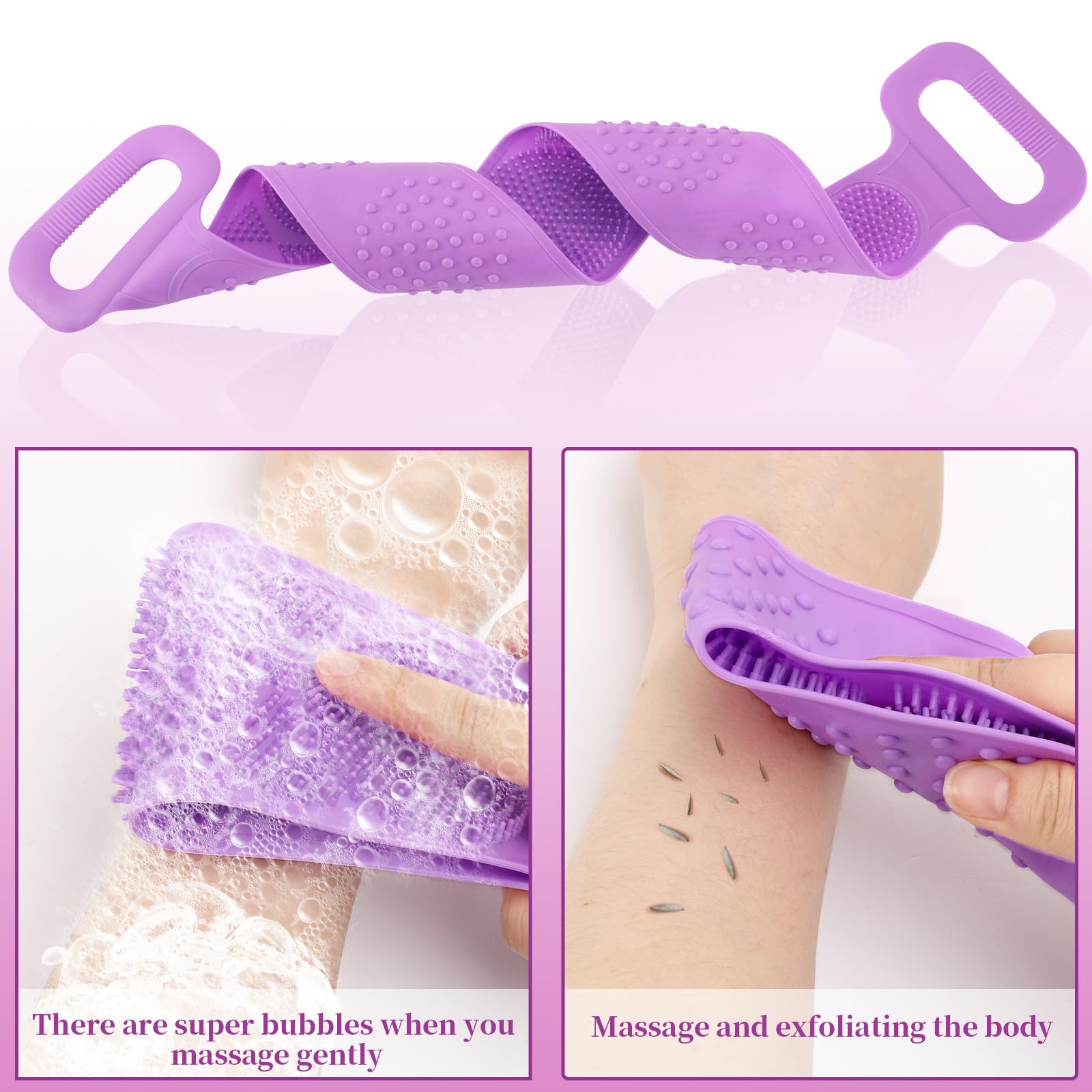 FEBSNOW 2 Pcs Silicone Back Scrubber for Shower,Silicone Body Scrubber,Exfoliating & Deep Clean,Silicone Bath Body Brush for Men and Women,Comfortable Massage and Skin Health
