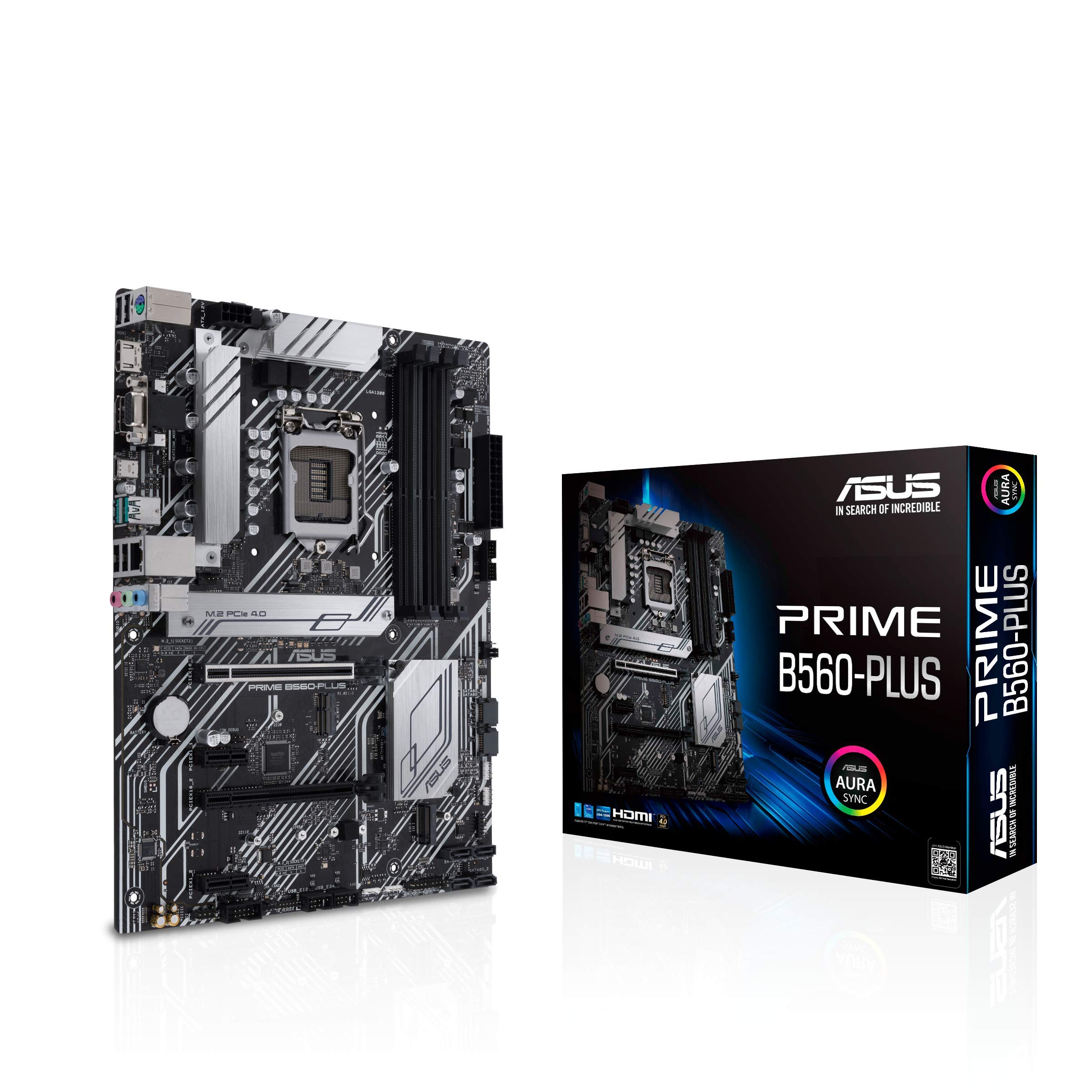 ASUS PRIME B560-PLUS LGA1200 (Intel 11th/10th Gen) ATX motherboard (PCIe 4.0, 2xM.2 slots, 8 power stages, 1 Gb LAN, DisplayPort, HDMI, USB 3.2 Gen 1 Type-C, USB 3.2 Gen 2, Thunderbolt™ 4 support)