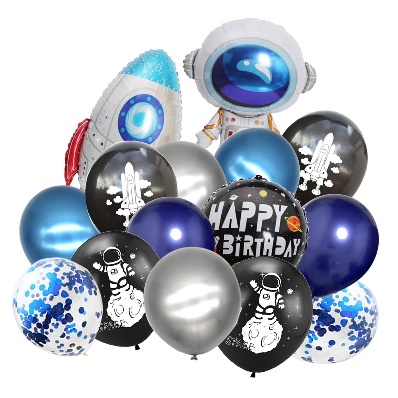 20 pcs Outer Space Party Supplies,To The Moon Theme Birthday Party Balloon Decoration, Astronaut Rocket Foil Mylar Balloon and Colorful Confetti Latex Balloon for Baby Shower Blast Off Boys Birthday