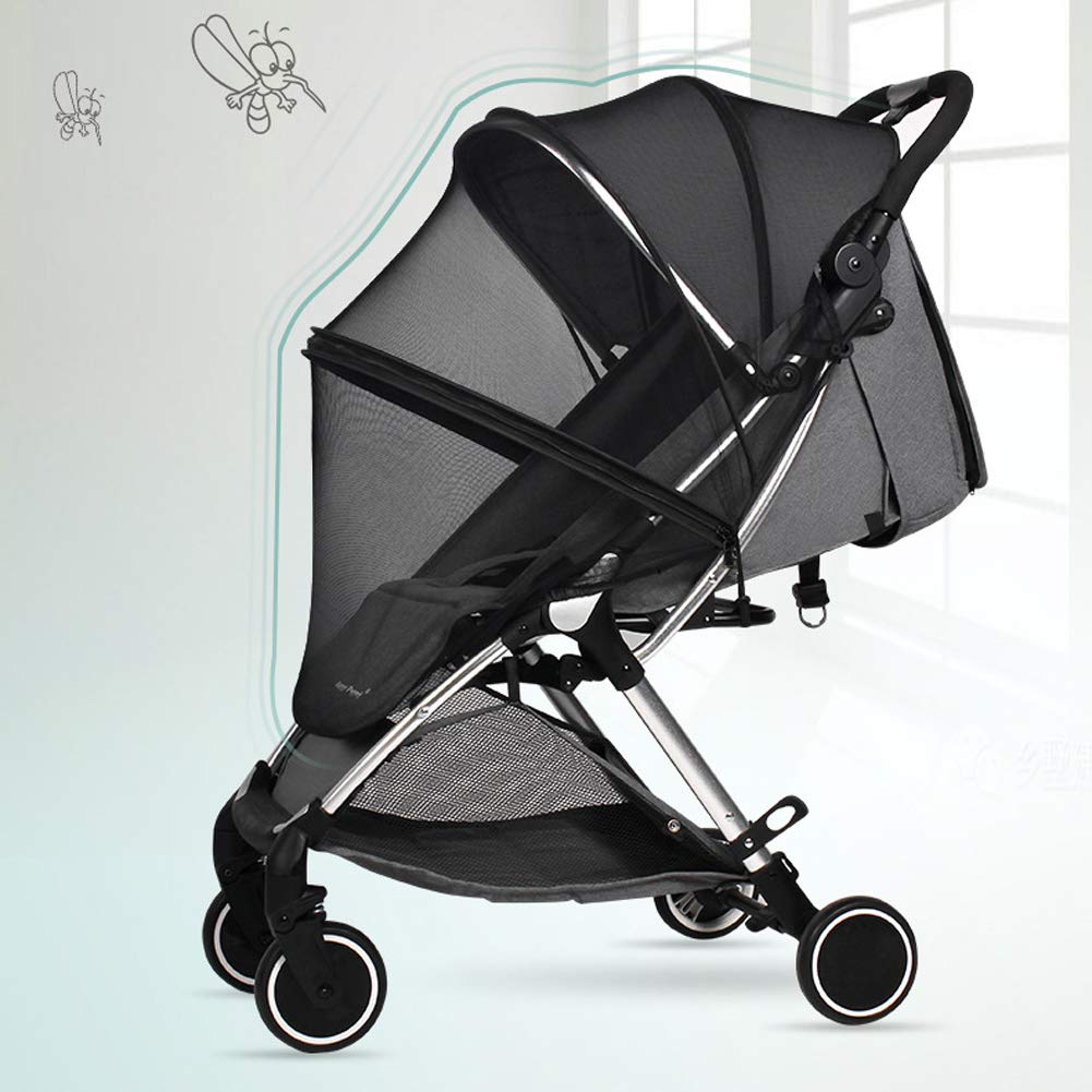2 in 1 Net Baby Stroller Sun Shades with Zipper Window, Universal Mesh Travel Breathable See Through Outdoor Walking Beach Parasol Windproof Protective Cover for Seats, Bassinets and Carriers