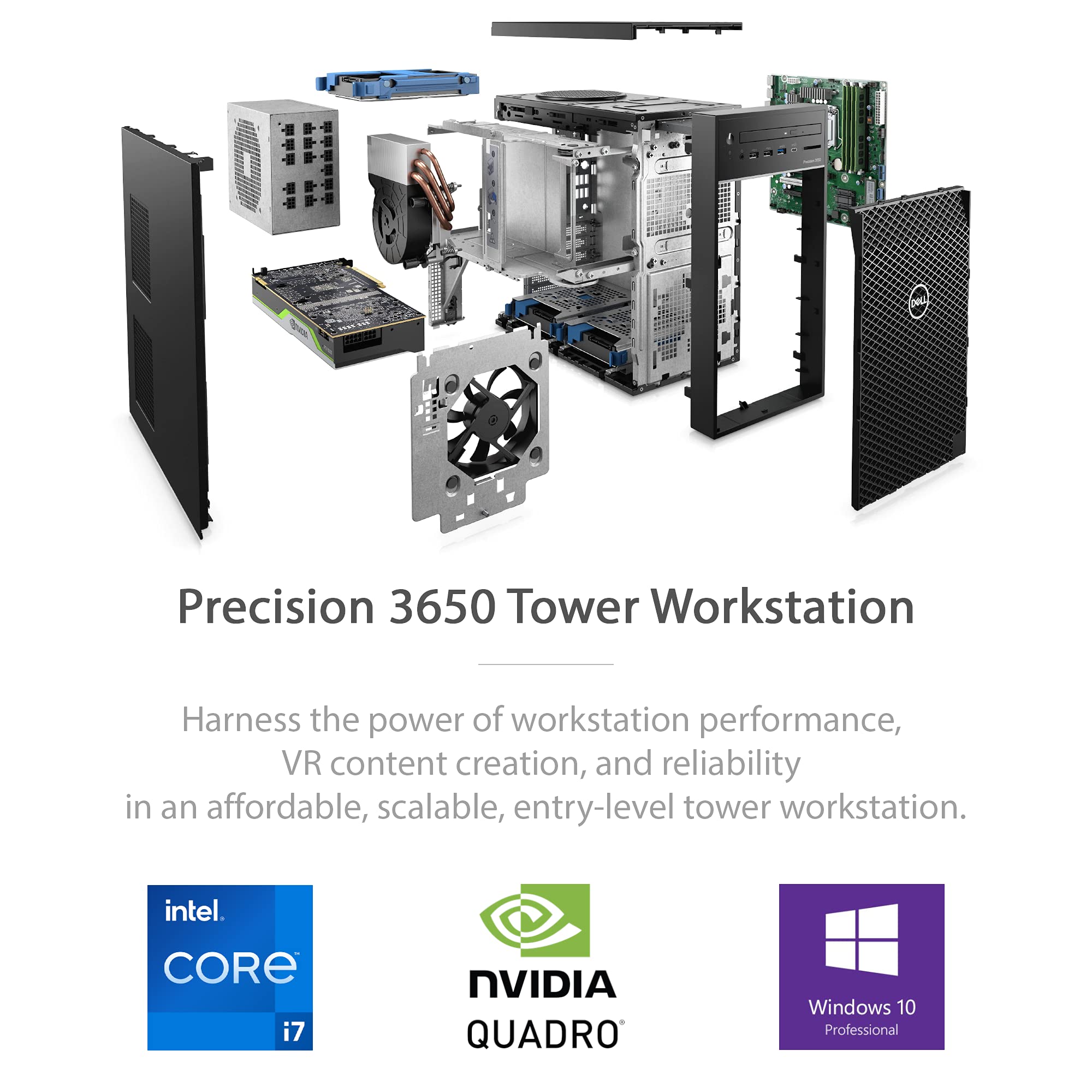 2021 Dell Precision 3650 Tower Workstation Desktop, Intel i7-11700, Quadro P1000 4G, 32GB RAM, 512GB SSD + 1TB HDD, No-DVD, WiFi 6, Type-C, DisplayPort, Keyboard & Mouse, Win 10 Pro
