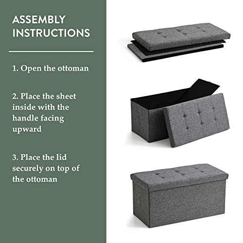 Edenbrook 30 Inch Rectangle Storage Ottoman - Buttonless Tufted Ottoman -Foot Rest-Holds 330 lbs, Grey