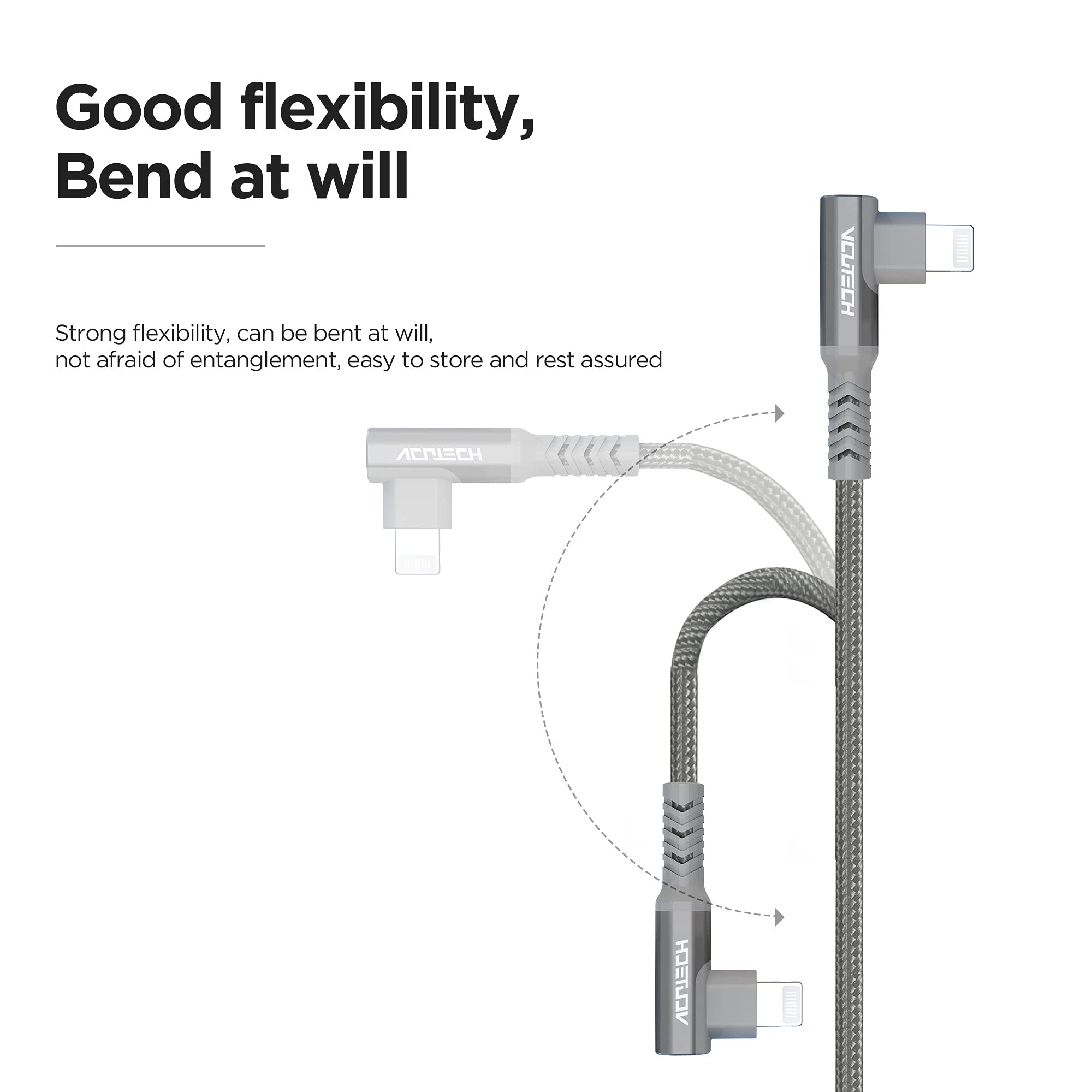 VCUTECH Lightning Data Cable to USB-C 1.1 ft/35 cm MFI Certified for DJI Mini 3 Pro/Mini 2/Air 2S/Mavic Air 2/Mavic 3 Remote Controller OTG Extension Cable Cord Accessories, 90 Degree Fast Charging