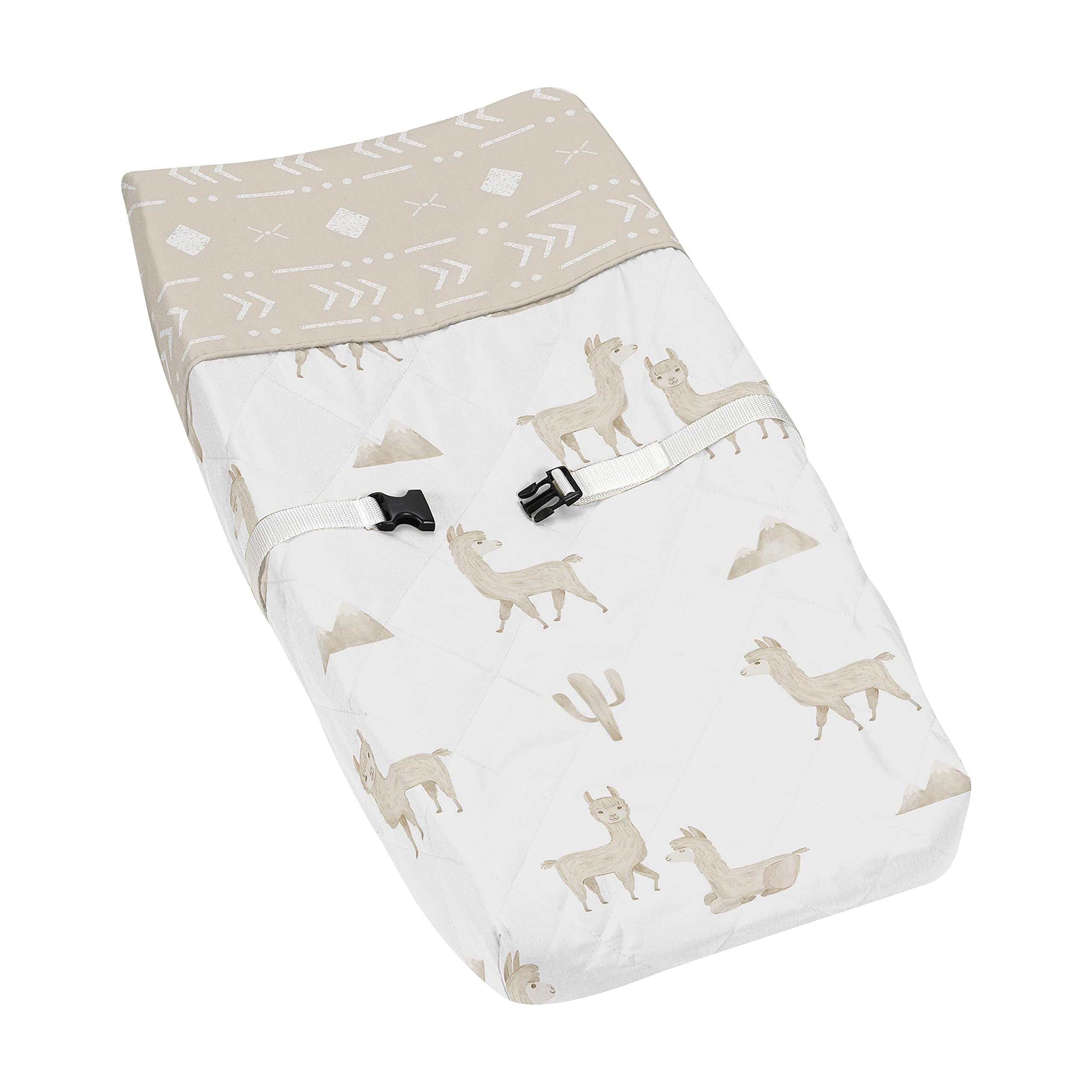 Sweet Jojo Designs Boho Llama Boy or Girl Baby Nursery Changing Pad Cover - Gender Neutral Beige Taupe Tan White Bohemian Southwest Watercolor Mountain Cactus Alpaca Farmhouse Animal Aztec Geometric