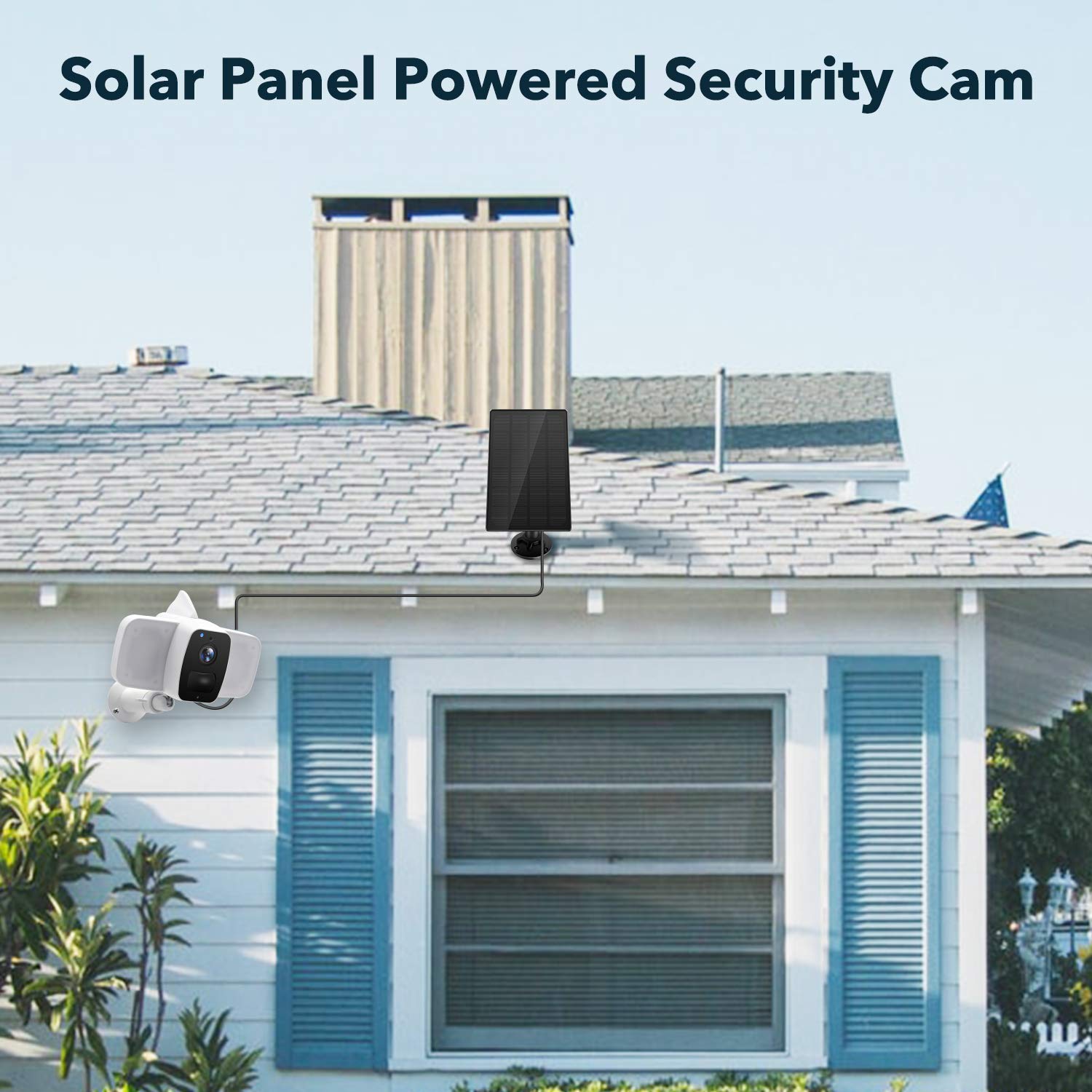 Floodlight Camera,Solar Powered Security Camera Outdoor,10400mAh Rechargeable Battery Camera,IP65 Waterproof,Two Way Audio, PIR Motion Detection,Cloud Storage-Smart Life APP