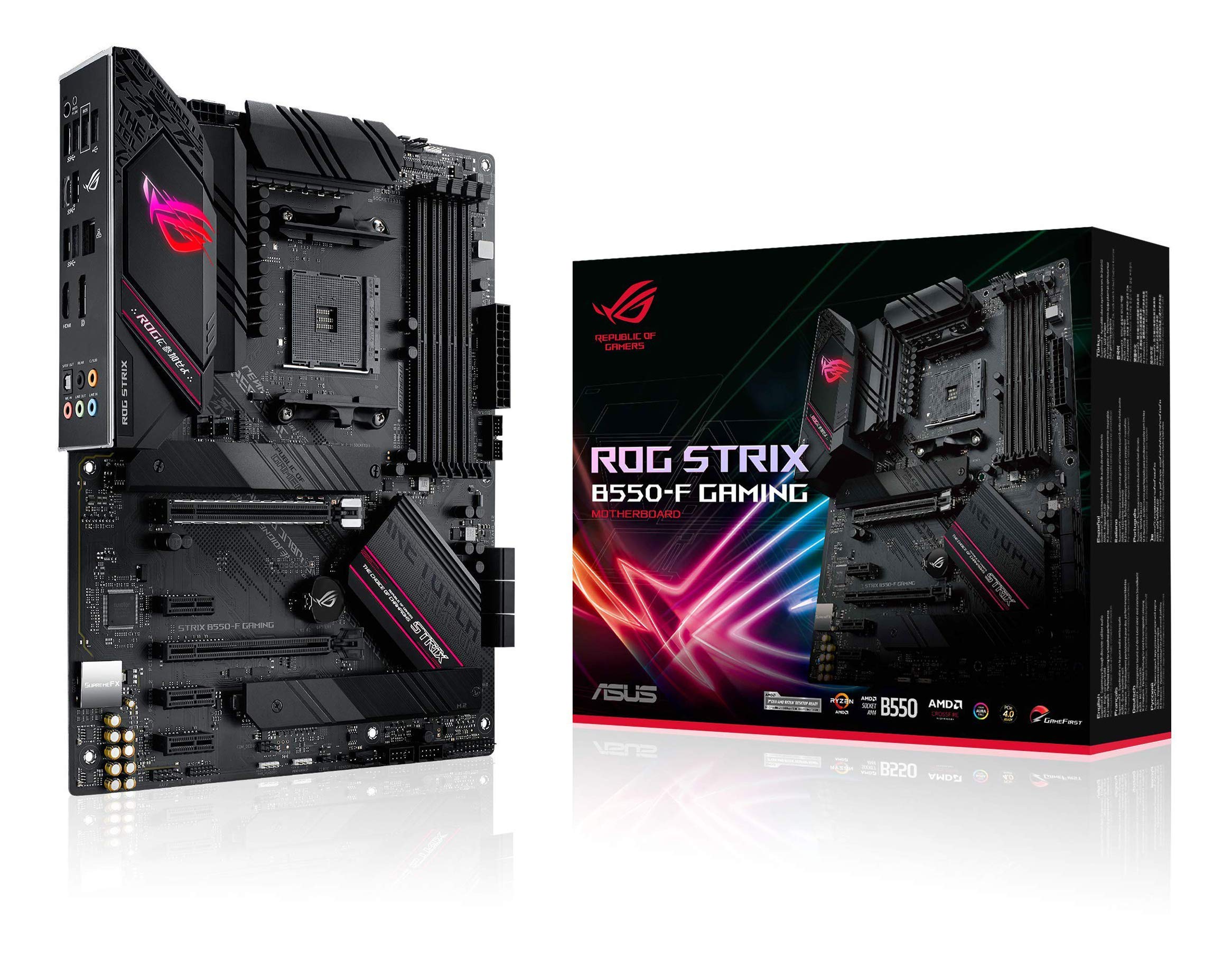 ASUS ROG Strix B550-F Gaming AMD AM4 Zen 3 Ryzen 5000 & 3rd Gen ATX Motherboard (PCIe 4.0, 2.5Gb LAN, BIOS Flashback, HDMI 2.1, Addressable 2 RGB Header and Aura Sync) (Renewed)