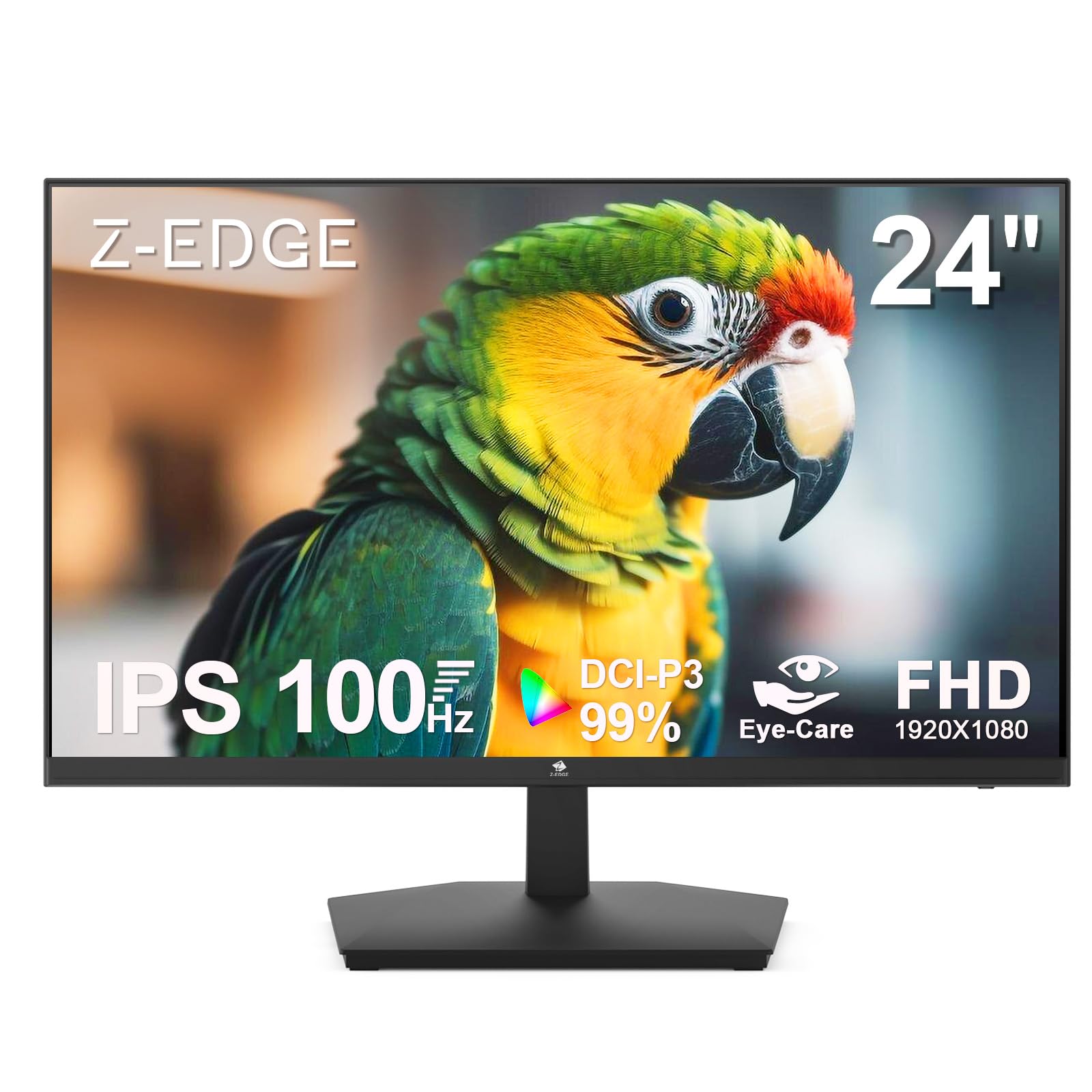 24 inch Monitor, Z-Edge Computer Monitor, Full HD 1920 x 1080p IPS Display 100Hz PC Monitor with HDMI, VGA, Frameless, U24I Anti-Glare Screen