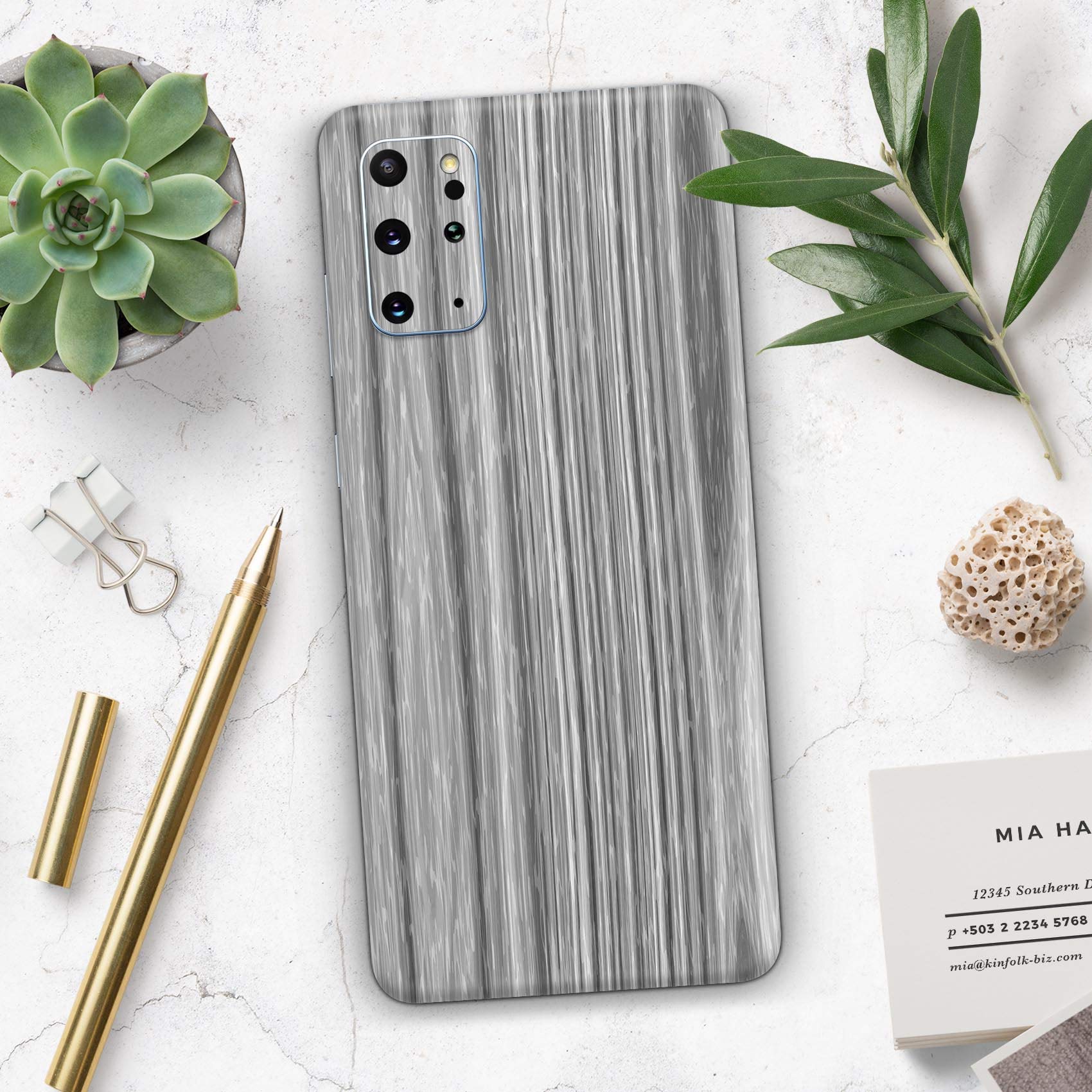 DesignSkinz Textured Gray Dyed Surface Protective Vinyl Decal Wrap Skin Cover Compatible with The Samsung Galaxy S20 (Screen Trim & Back Glass Skin)