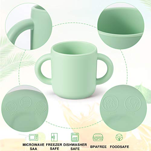 3 Pieces Silicone Training Cup for Infants 2 Handled Toddlers Open Cup Reliable Baby Learning Cup for Baby, Helps Infant Develop Independent Drinking Skills Fast (Pink, Yellow, Green)