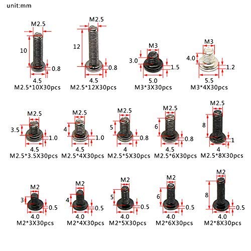 450pcs Laptop Notebook Computer Screw Replacement Kit Set with Screwdriver for IBM HP Dell Lenovo Samsung Sony Toshiba Gateway Acer Asus