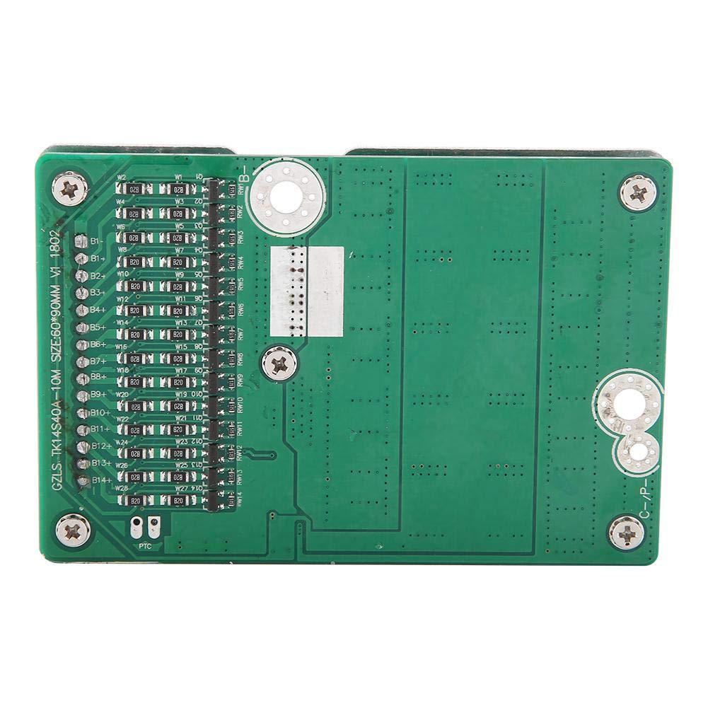 Juicemoo Battery Charging Protection Board, 14S 48V 100A BMS PCB Balance Charging Over Discharge Charge Temperature Protection 14 Strings Series Protect Module