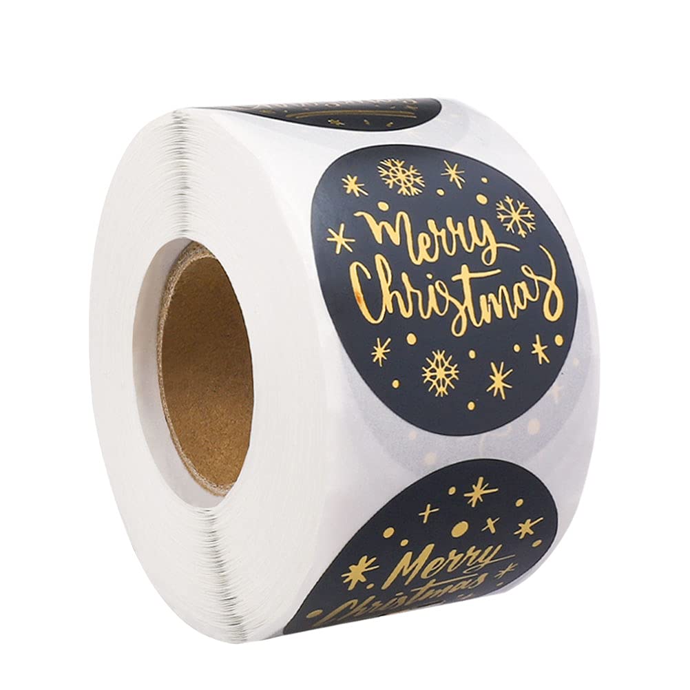 500 Pieces Merry Christmas Stickers Labels Roll, Round Christmas Tags Stickers Envelope Stickers Adhesive Xmas Decorative Envelope Seals Stickers for Stocking Stuffers