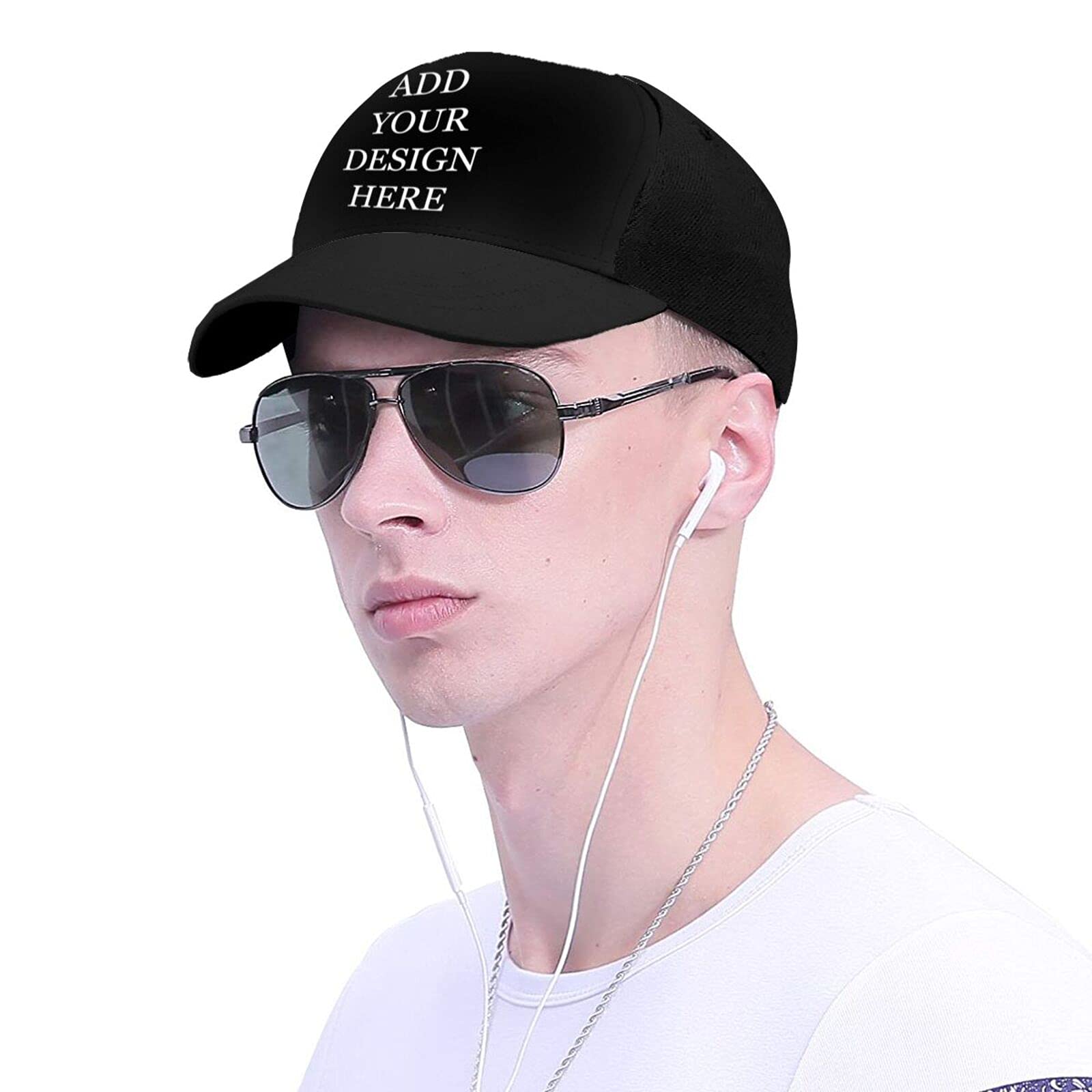 1-30 PCS Custom Personalized Hats for Men Design Your Own Text Truker Hat Flat Bill Baseball Cap Hip-Hop Snapback Hat (Truck Hat Black)