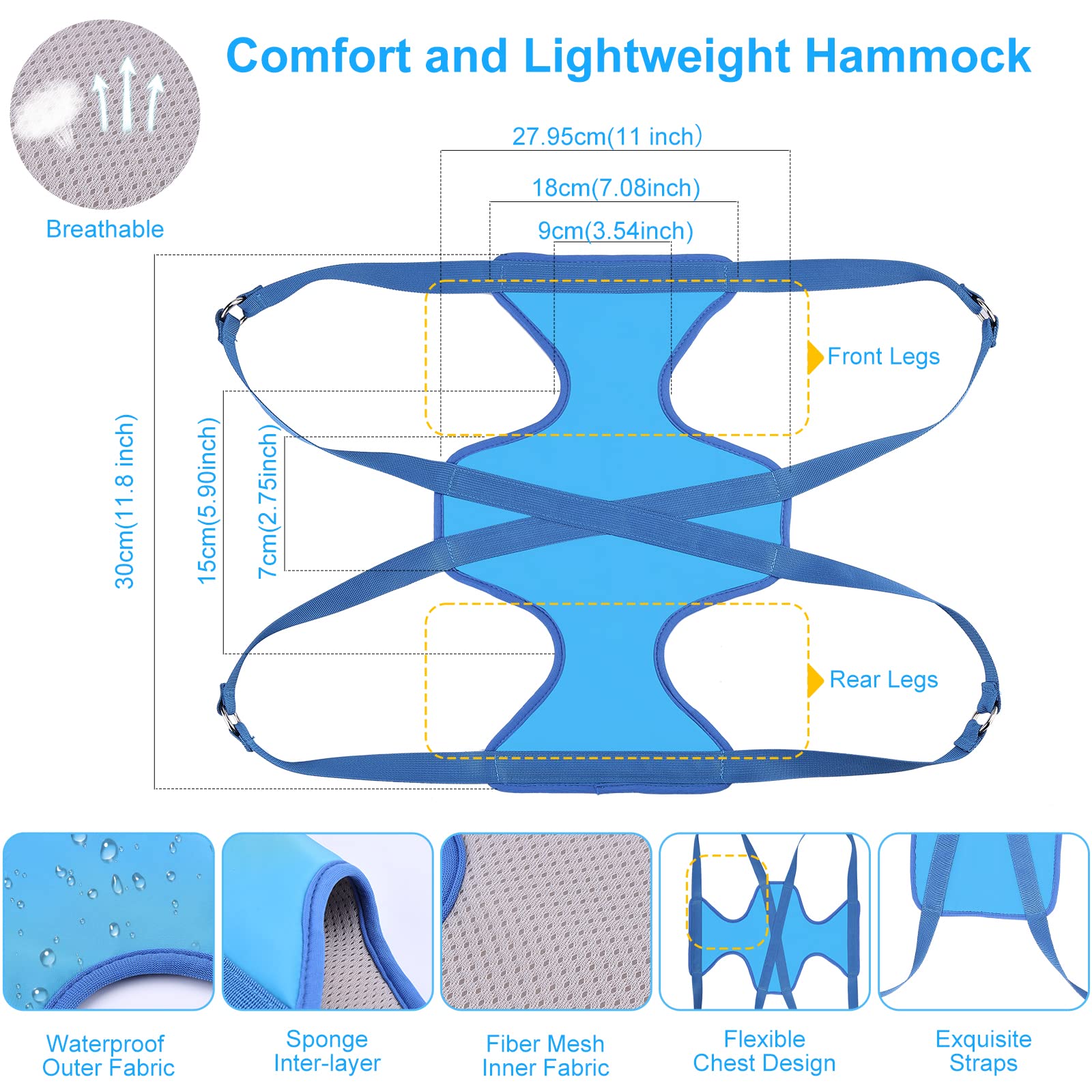 Cat Grooming Hammock, Pet Grooming Harness for Dogs&Cats, Multi Hammock Restraint Bag with Adjustable Grooming Loop/Stainless D-Hooks/Nail Clippers/Trimmer/Nail File for Pet Nail Trimming, Care (XS)