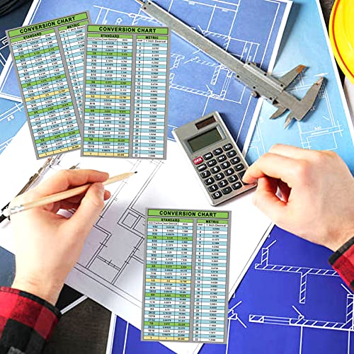 3 Pack Fraction and Decimal to Metric Conversion Chart Card Decal 5.5 x 8.5Inch Waterproof Vinyl Easy to Read Decal Inches and Millimeters Conversion Chart Card for Toolbox Sticker Engineers