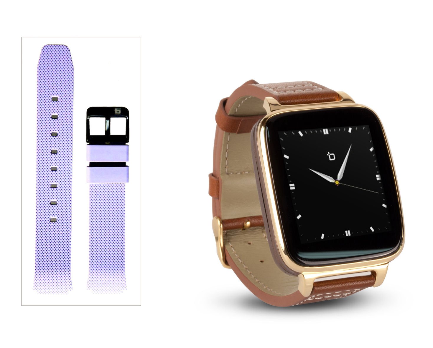 Beantech Gold Engage Plus Smartwatch for iOS and Android with 8GB of Music Storage and Leather Strap