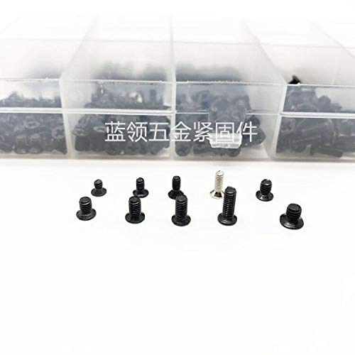 500Pcs M2 M2.5 M3 Screw Flat Head Machine Screws for Laptop Notebook Screws Set Kit for Computer Small Black Bolts SCRW-041919