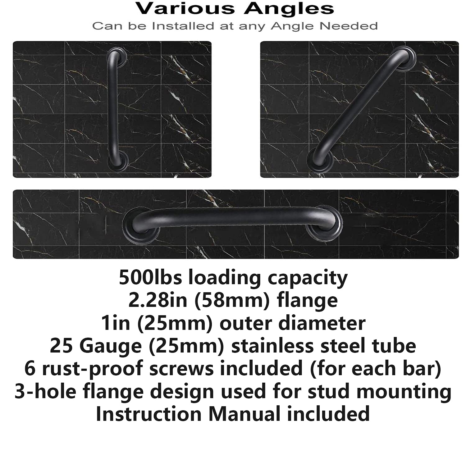2 Pack 12 Inch Oil Rubbed Black Shower Grab Bar, iMomwee Stainless Steel Elderly Safety Bars, Bathroom Shower Balance Bar, Hand Rail Support, Handicap Senior Disabled Assist Bath Handle (1" Diameter)