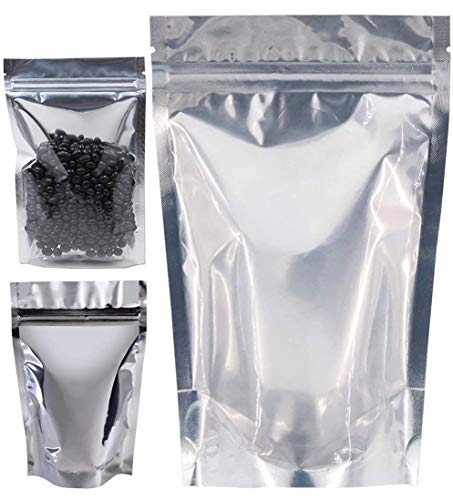 7.1x10.2" Candy Bags, 100PCS Stand Up Aluminum Foil Bags,Smell Proof Bags,Reclosable Airtight Foil Bags,Reusable Food Pouches Bags with Zip Lock,Sealable Treat Bags for Snacks Beans Coffee Dry Fruit