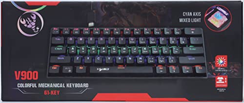 60% True Mechanical Gaming Keyboard Mouse Set, Type C Wired 61 Keys Layout Rainbow LED Backlit USB Waterproof Keyboard Anti-ghosting Keys+Lightweight RGB Mice 6400DPI for Computer/PC/Laptop/MAC(White)
