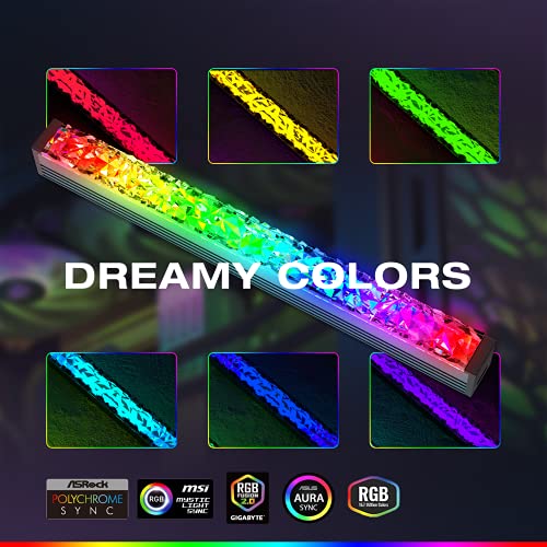 AsiaHorse Acrylic ARGB LED Strip for PC Case with 5V 3-pin ARGB LED and 4-pin Header, Compatible with Aura SYNC, Gigabyte RGB Fusion, MSI Mystic Light Sync - 5.6inches