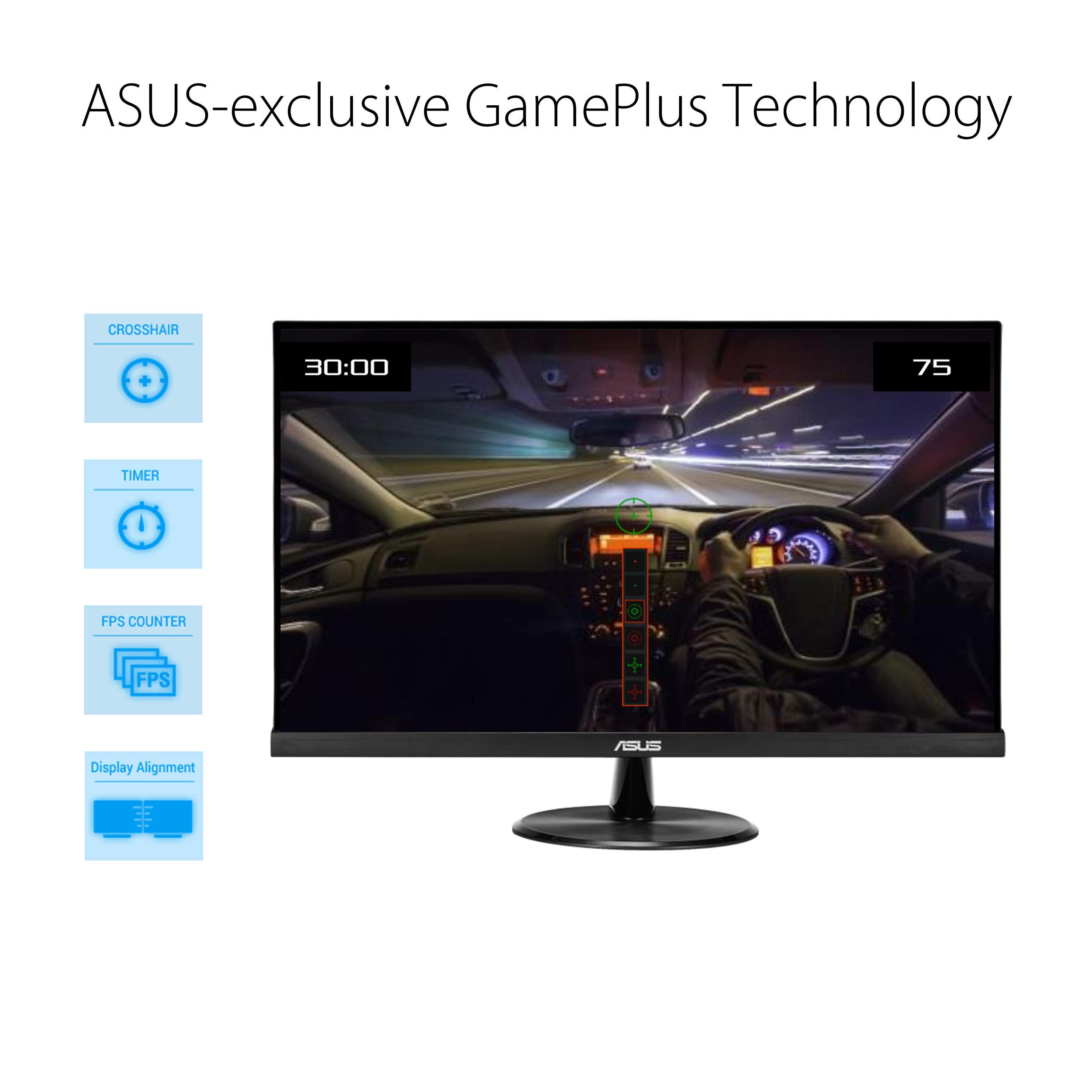ASUS VP279HE 27” Monitor, 1080P Full HD, 75Hz, IPS, Adaptive-Sync/FreeSync, Eye Care, HDMI VGA, Frameless, Low Blue Light, Flicker Free, VESA Wall Mountable (Renewed)