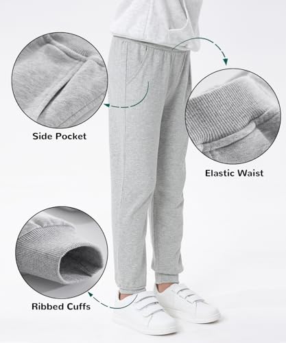 GFQLONG Toddler Baby Boys 2 Pack Cotton Active Jogger Pants,Kids Casual Athletic Sweatpants Solid Pocket Bottoms,Black+Grey 3-4T