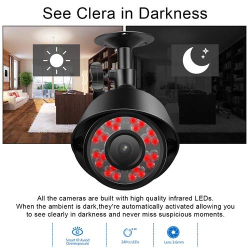 4CH 1080P Network Video Recorder DVR Security Camera Sets AHD CCTV Home Security Camera Digital Video Recorder +4 x Cameras +4 x BNC Cables(NO HDD)