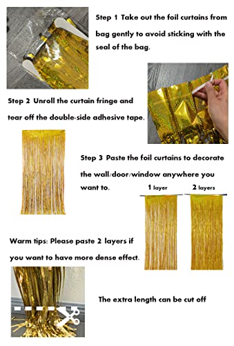 2 Pack Green foil Fringe Curtains 3.2 ft x 8.2 ft + 1 Pack Tablecloth 54β x108 for Birthday Wedding Christmas Bridal Shower Bachelorette Holiday Party Backdrops Photo Booth Props (Green)