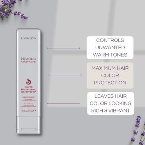 L'ANZA Healing ColorCare Silver Brightening Conditioner, for Silver, Gray, White, Blonde & Highlighted Hair, Boosts Shine and Brightness While Healing, Controls Unwanted Warm Tones