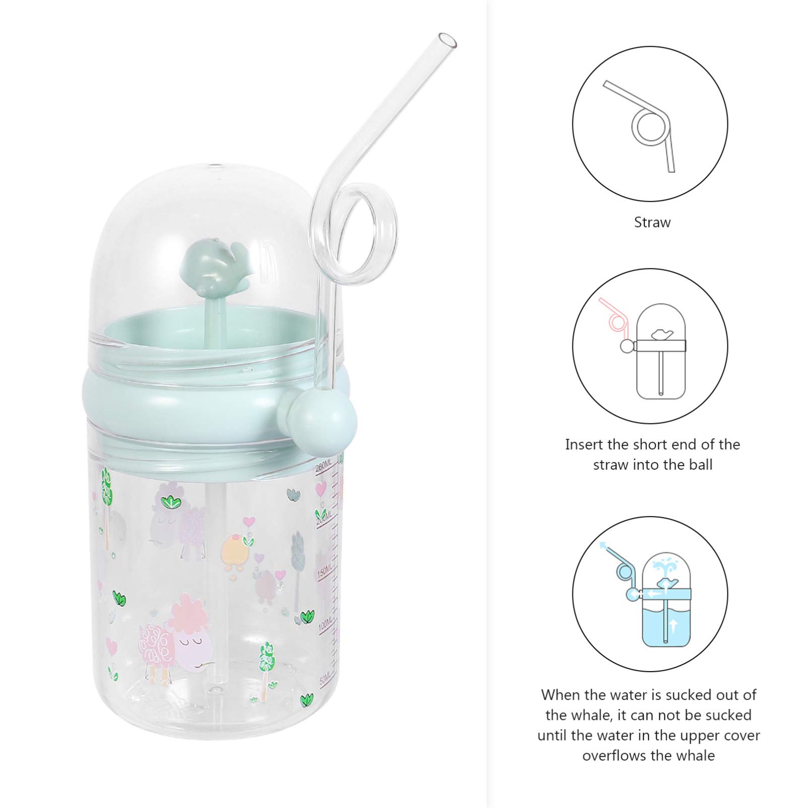 TOYANDONA Baby Drinking Cup with Straw Water Whale Spray sippy Cup Portable Toddler Cups Summer Water Cup Green(Pattern Random)