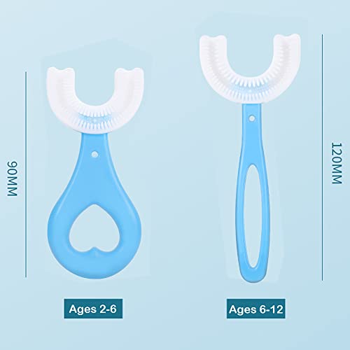 2PCS Kids U-Shaped Toothbrush, Manual Training Tooth Brush, Food Grade Soft Silicone Brush Head, 360° Oral Teeth Cleaning Design for Toddlers and Children(S(Ages 2-6))