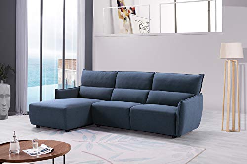 American Eagle Furniture AE-L550 Modern Fabric Upholstered Right Facing Sectional, 98", Blue