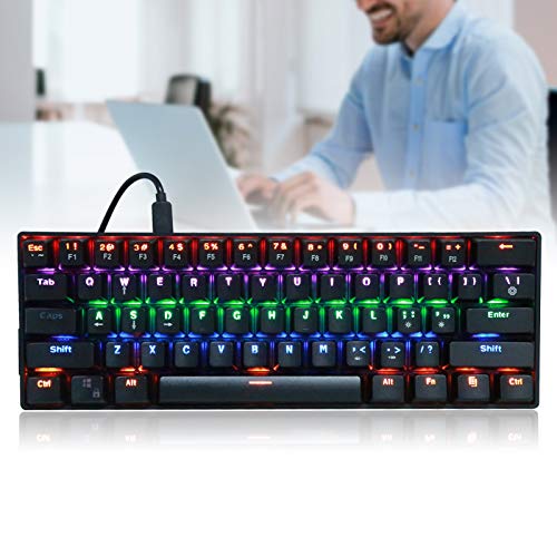 61 Key Wired Mechanical Keyboard, LED Backlit Gaming Keyboard with Blue Switch Back Light USB Universal Mechanical Gaming Keyboard for Computer