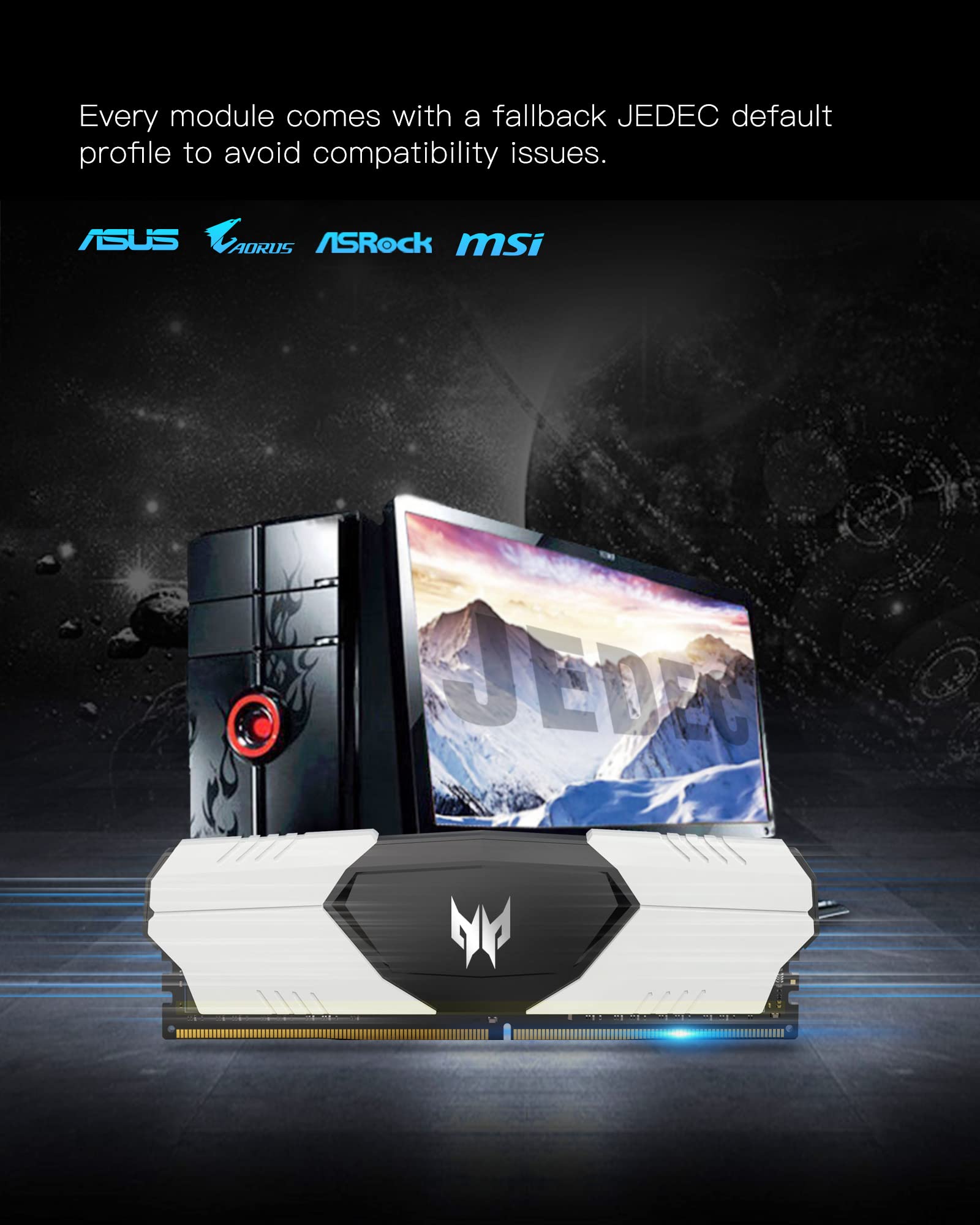 Acer Predator Talos 16GB (8GBx2) RAM 3000 MHz DDR4 CL16 1.35V Desktop Computer Gaming Memory Kit - BL.9BWWR.211