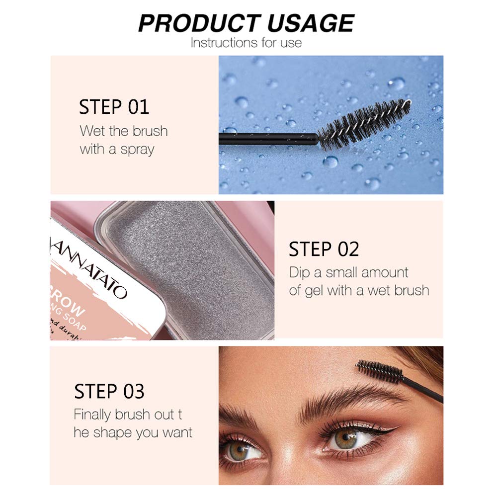 Eyebrow Soap Kit, Brows Styling Soap, 4D Brows Gel Long Lasting Eyebrow Setting Wax Waterproof Eyebrow Makeup Balm Pomade Cosmetics