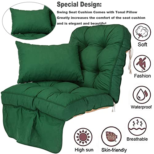 3 Pack Replacement Swing Cushions for High Back Outdoor Chair, Waterproof Deep Seat Cushions with Matching Scatter Cushion Patio Indoor Non Slip Rocking Chair Pads with Ties(Khaki 3 Pack)