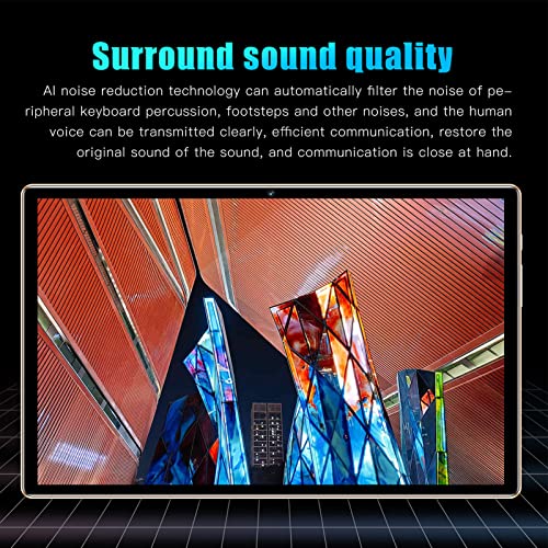 10 Inch Tablet, 100-240V 4G RAM 128G ROM 5G WiFi Dual Band Portable Tablet for Home for Travel (Gold)