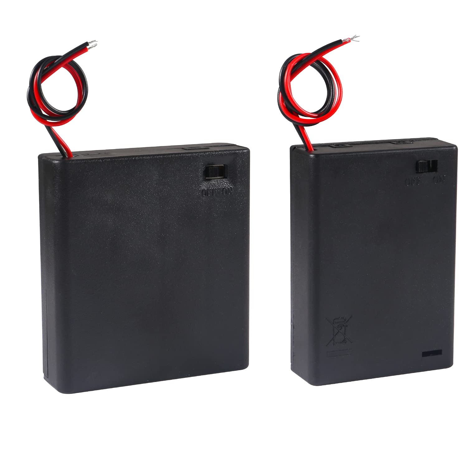 DORHEA 8PCS AA Battery Holder with Cover AA Battery Holder Case with ON/Off Switch 1.5V, 1/2/3/4 x 1.5V Series DIY Battery Storage Boxes, 1/2/3/4/5 Slots Black Plastic Batteries Case for AA Battery