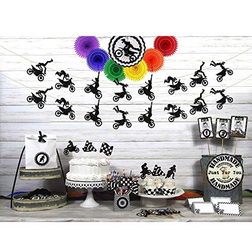 Motorcycle Theme Banner Garland Party Supplies for Man's or Boy's Birthday & Riding Party Room Wall Decorations