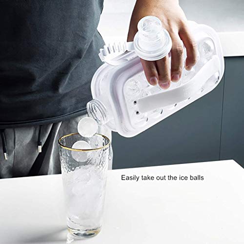 LittleStar Ice Cube Trays 2 in 1 Portable Ice Ball Maker Kettle With 17 Grids Flat Body Lid Cooling Ice Pop/Cube Molds For Hockey,Cocktail,Coffee,Whiskey,Champagne,Beer,Juice,(White)