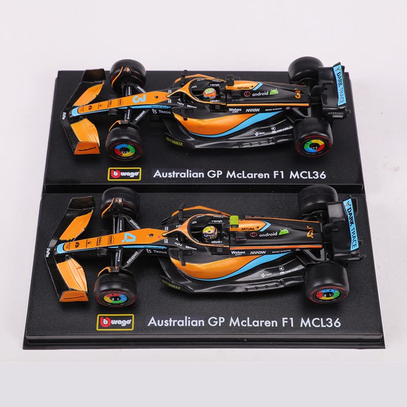 1:43 2022 MCL36 F1 Racing Car NO.3 NO.4 Alloy Model Car for Bburago 38064 (NO.3 Hardcover Edition)