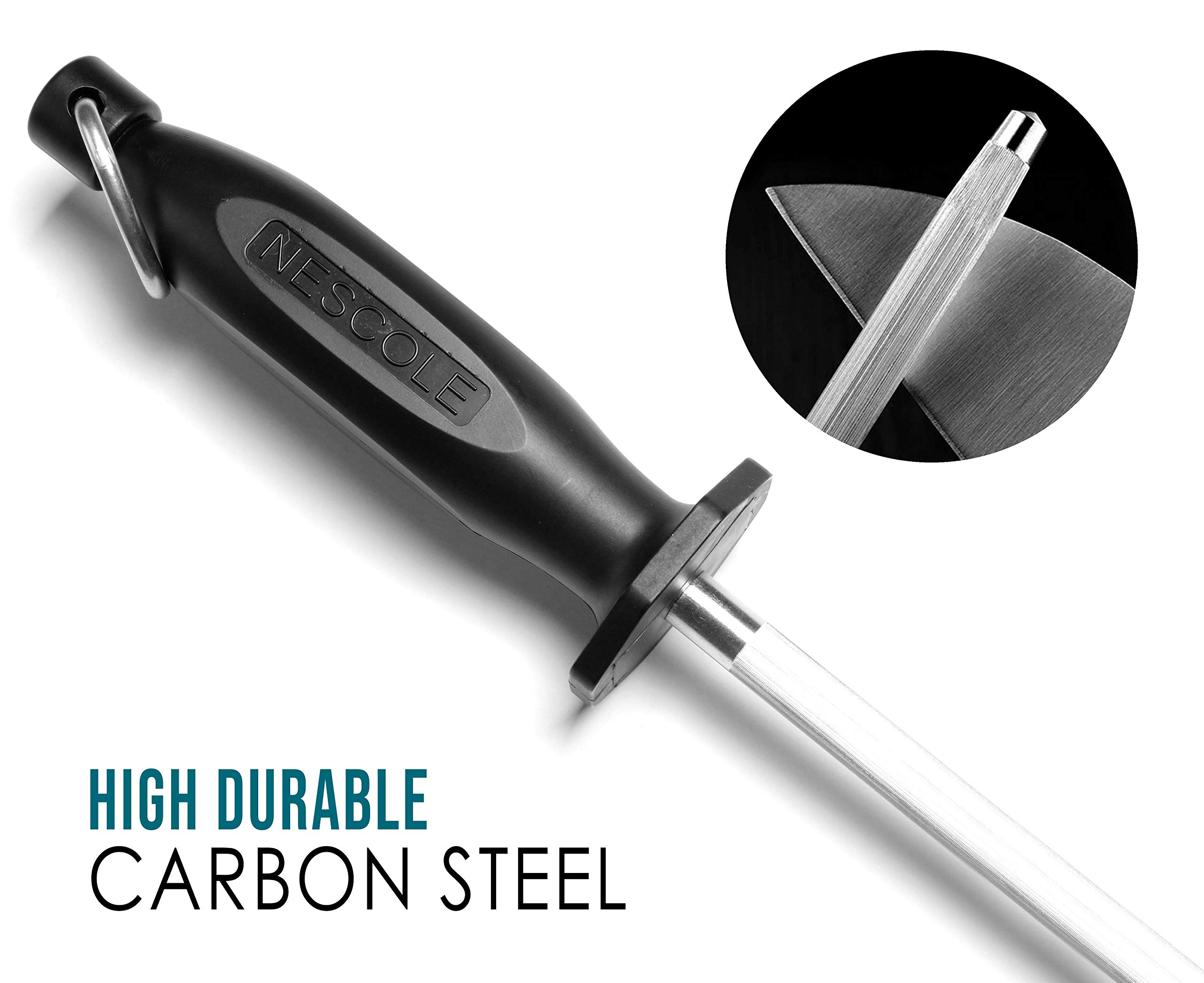 10 Inches Stainless Steel Knife Sharpening Rod - Durable Cutlery Sharpener High Carbon Knife Sharpening tool - Knife Sharpener for Kitchen Chromium Plated Chef Knife Sharpener