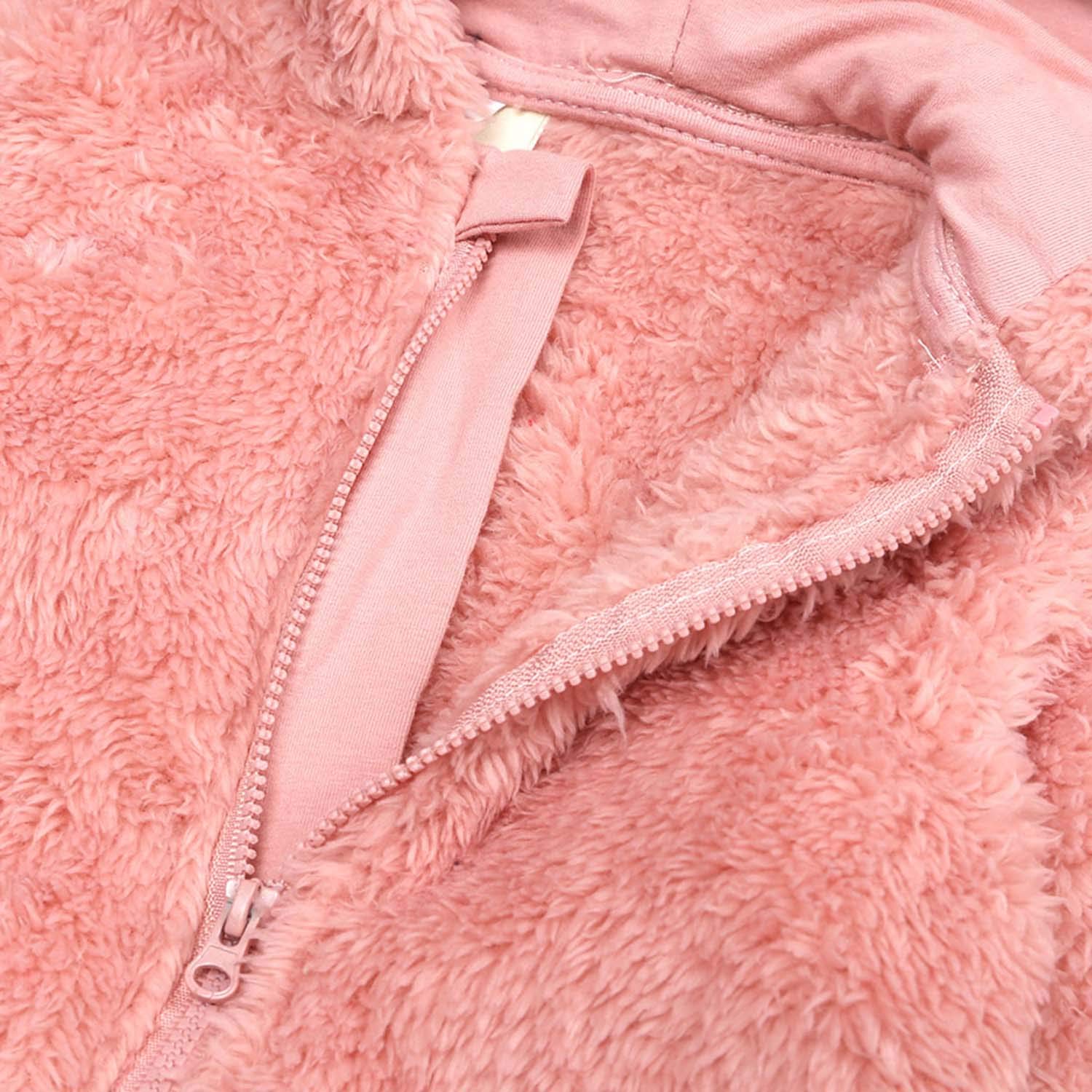 Newborn Baby Warm Snowsuit Cotton Fleece Hooded Romper Bear Pattern Jumpsuit for Baby Girl Boy Pink 0-3M