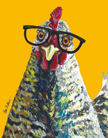 Desperate Enterprises Chicken with Glasses Tin Sign - Nostalgic Vintage Metal Wall DΓ©cor - Made in USA