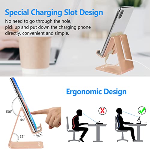 Urmust Cell Phone Stand for Desk Phone Holder Dock Cradle Stand for iPhone 14 13 12 11 Pro Max X Xr 8 Plus 7 6,Tablet(4-10in) [2023 Updated Version] Gold