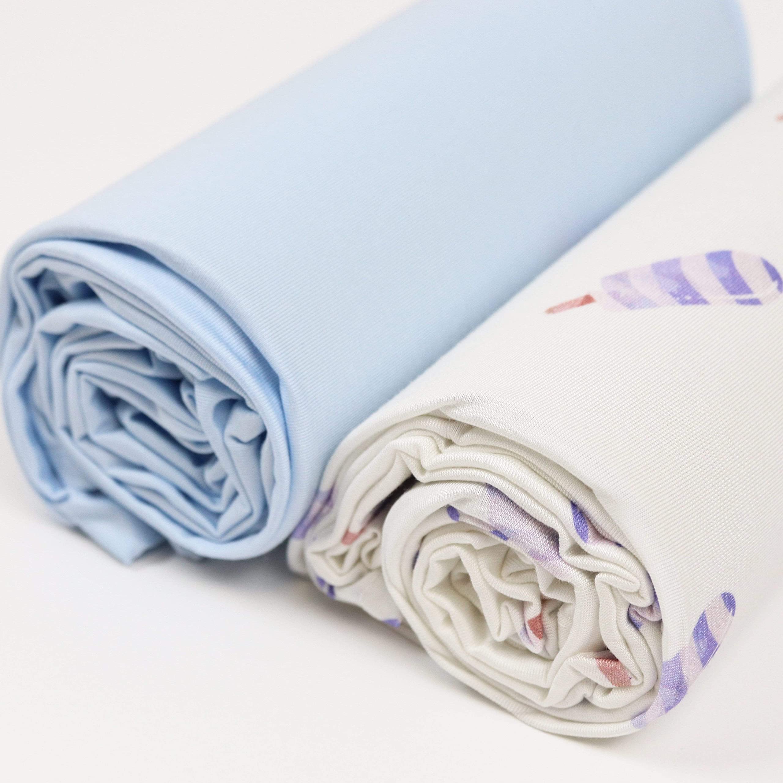 GooseWaddle Luxury Soft Blue Baby Swaddle Blanket 2-Pack (47”x47”), Ultra Comfort Stretchy & Breathable Material Provides Premium Comfort to Infants, 95% Rayon from Bamboo and 5% Spandex