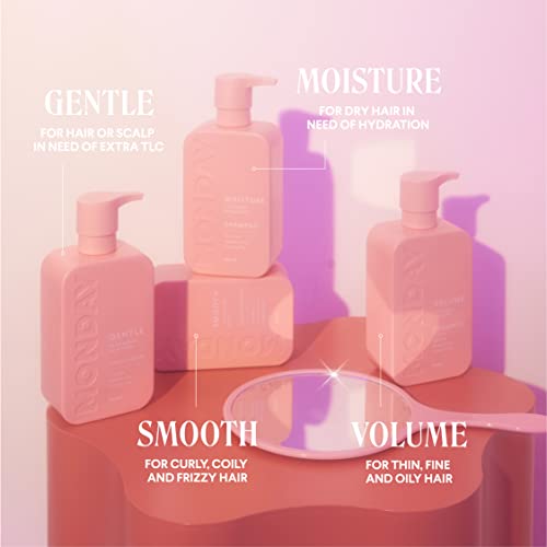 MONDAY HAIRCARE Gentle Shampoo 12oz for Normal to Delicate Hair Types, Made from Coconut Oil, Rice Protein, & Vitamin E, 100% Recyclable Bottles (350ml), Pink (10427)