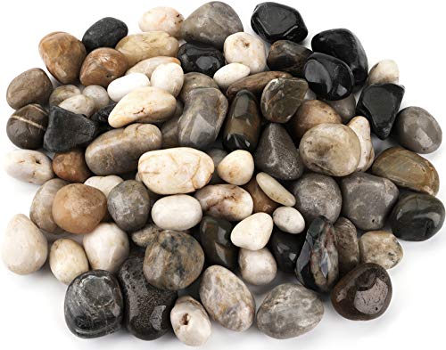 Nicunom 6 Lbs Mixed Color Polished Pebbles, Natural Polished Decorative Stones Gravel River Rocks for Aquariums, Landscaping, Vase Fillers, Succulent, 96-Oz