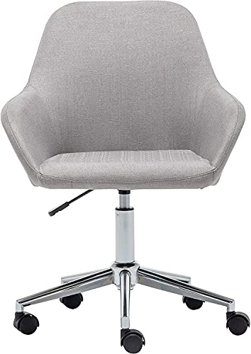 BTEXPERT Arm Mid Back Home Computer, Office Task Wheels, Swivel Height Adjustable, Comfy Soft Desk Chair, (5174), Gray Fabric